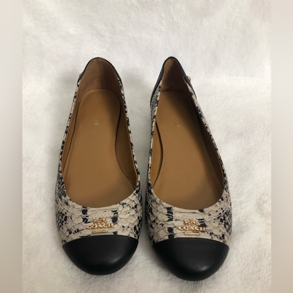 Coach | Shoes | Coach Chelsea Cap Toe Snakeskin Pattern Ballet Flats ...